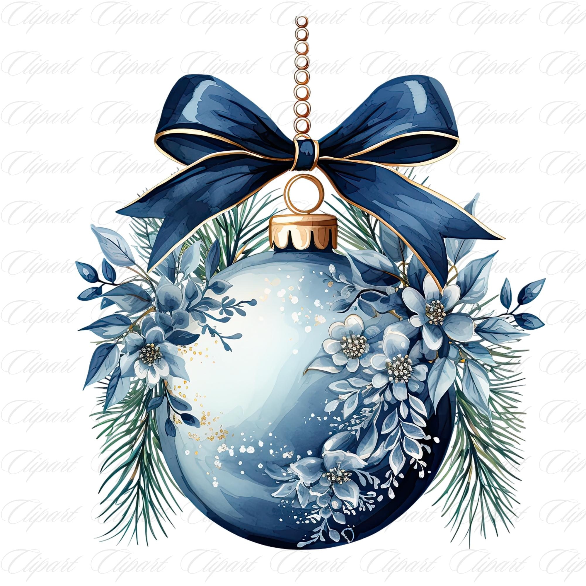 Watercolor Blue Christmas Ball Clipart 10 High Quality Pngs, Merry ...