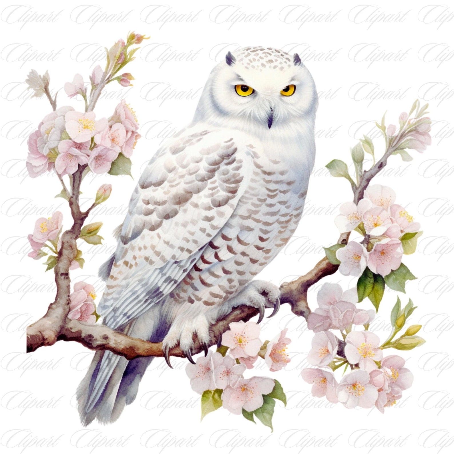 Snow Owl Clipart, Barn Owl Clipart, Cute Owl PNG, Bird Clip, Watercolor ...