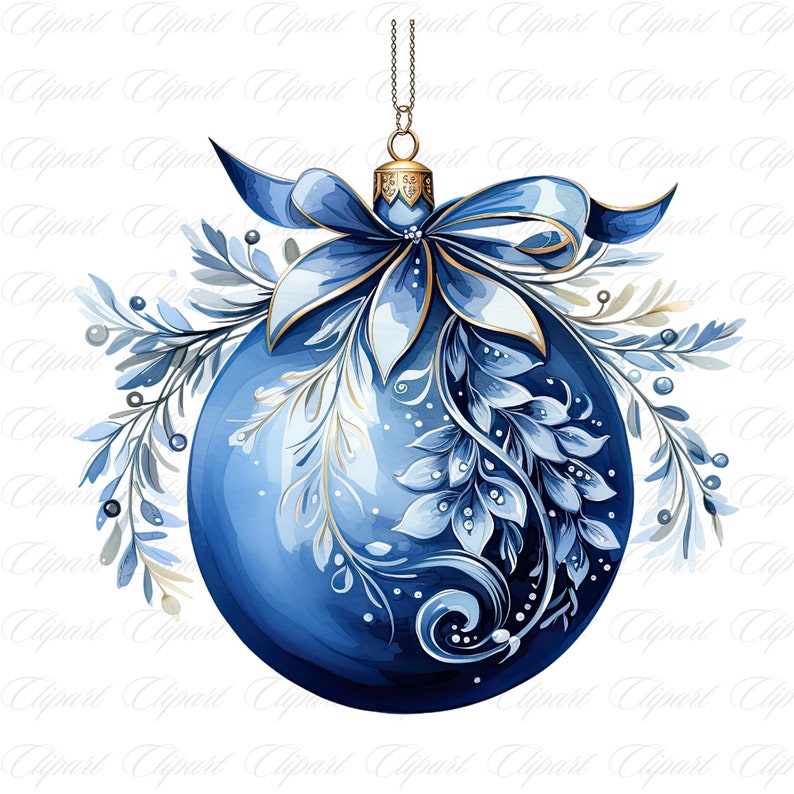 Watercolor Blue Christmas Ball Clipart 10 High Quality Pngs, Merry ...