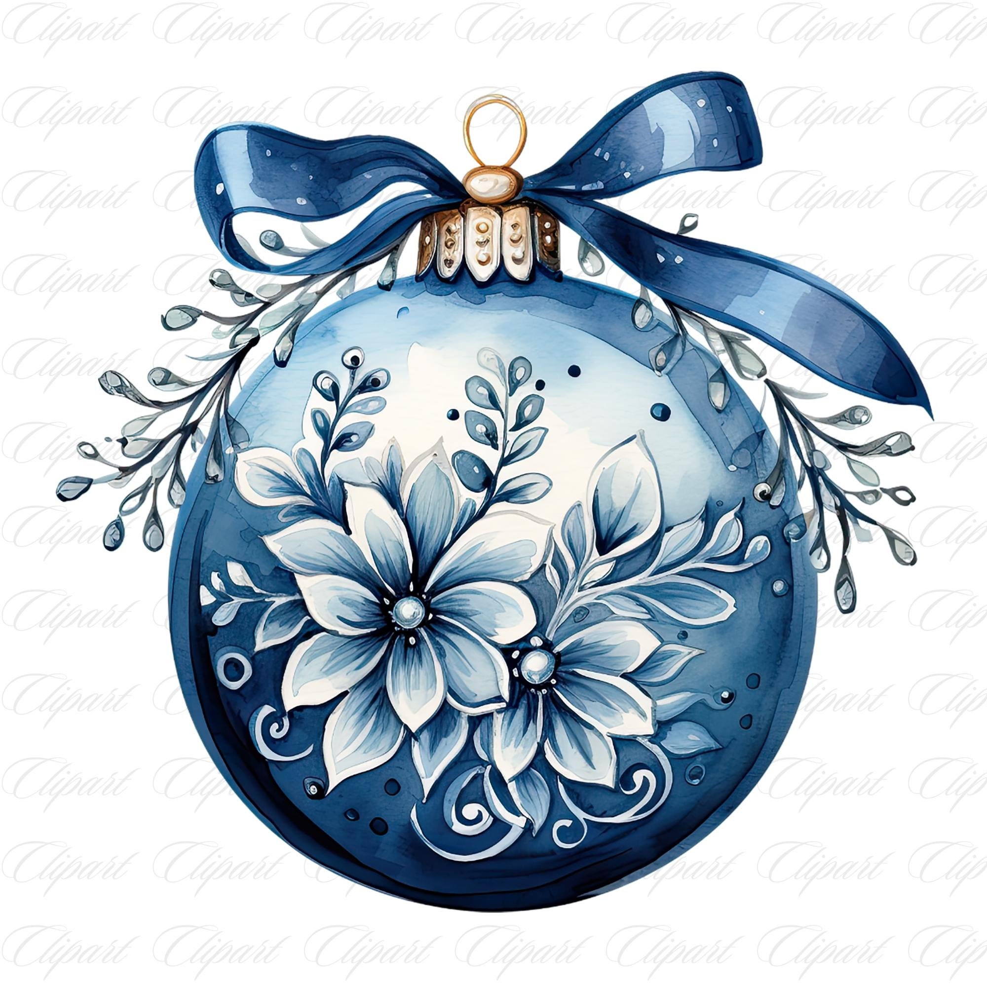 Watercolor Blue Christmas Ball Clipart 10 High Quality Pngs, Merry ...
