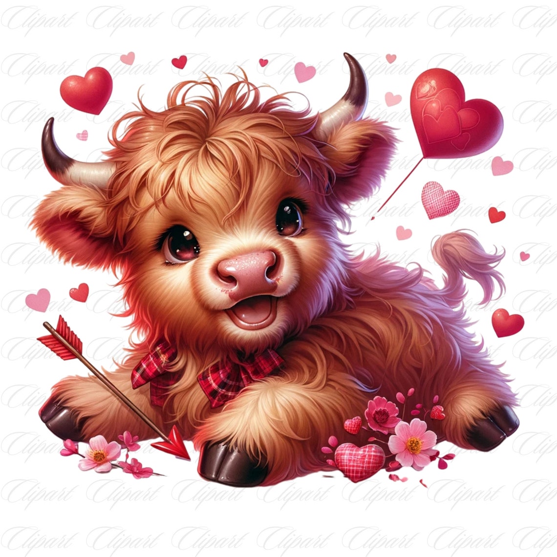 Heifer Valentine Png, Highland Cow Valentine Clipart, Valentines Day ...