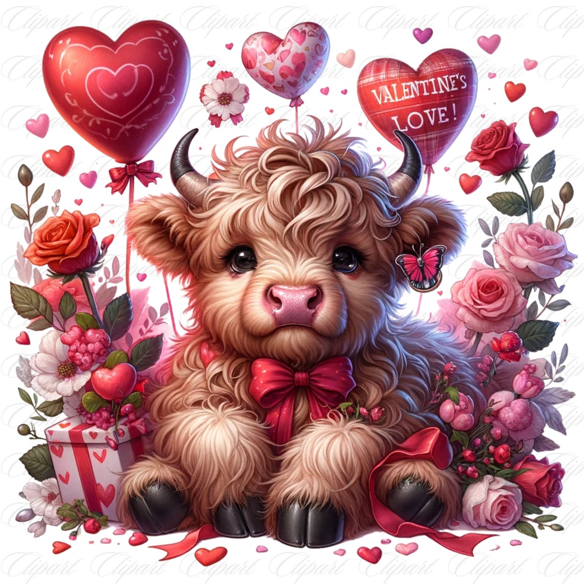 Heifer Valentine Png, Highland Cow Valentine Clipart, Valentines Day ...