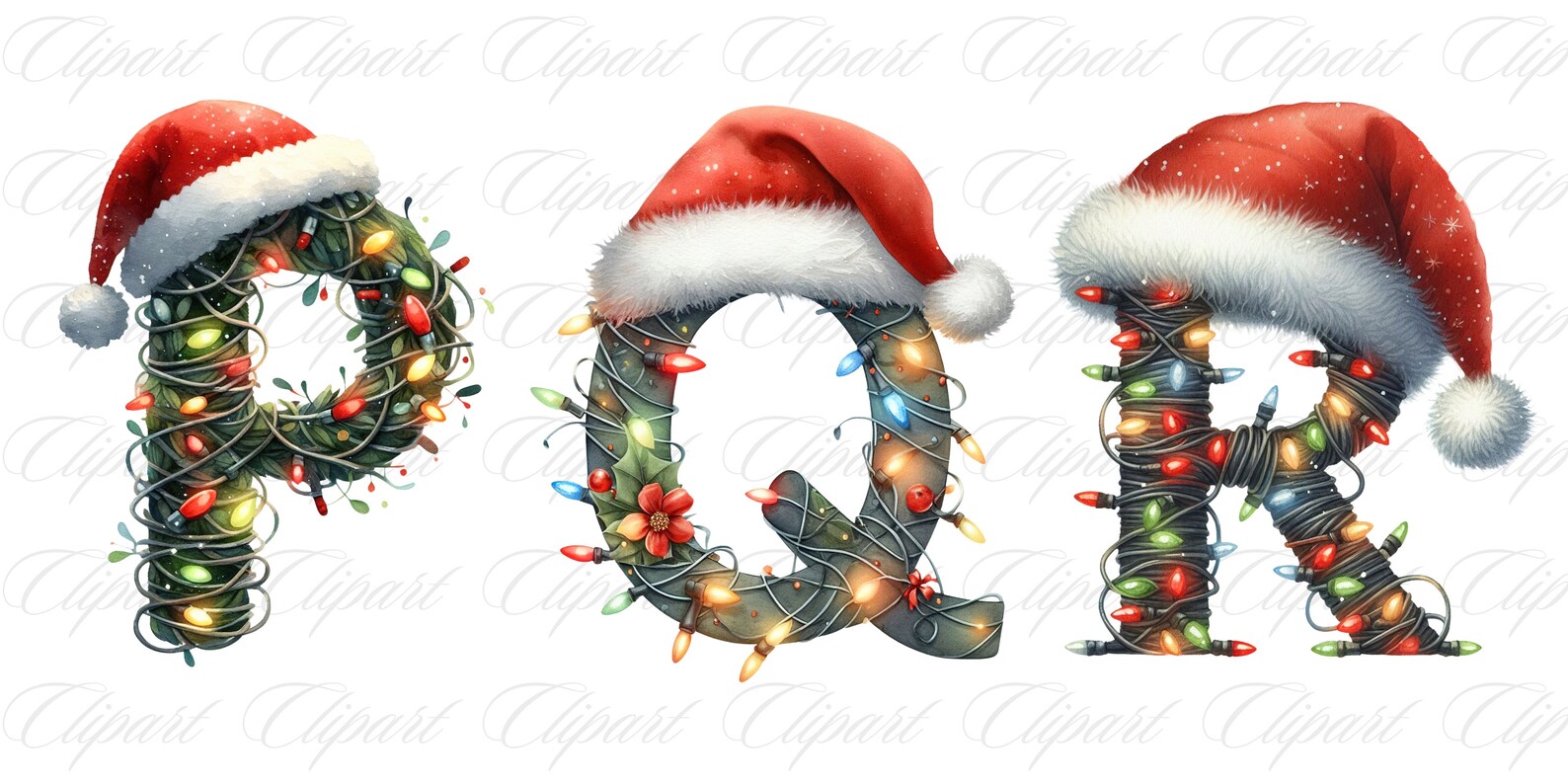 Christmas Lights Clipart Letters PNG With Transparent Background ...