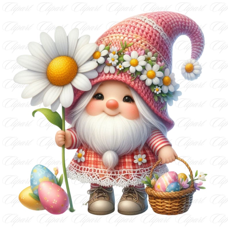 Easter Day Gnome Clipart Bundle, Garden Clipart, Spring Gnome PNG ...