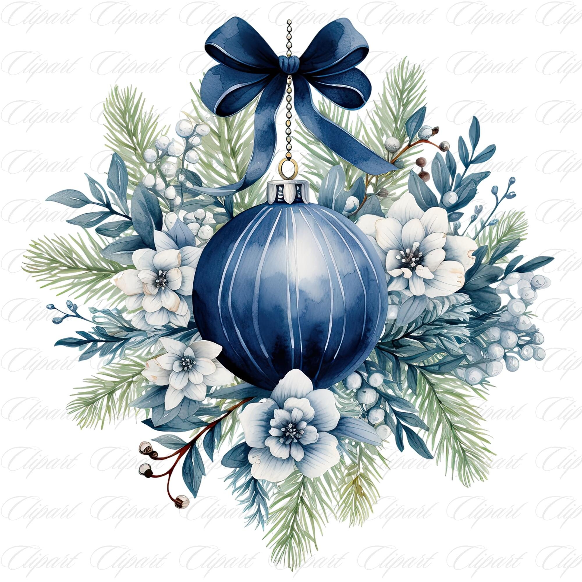 Watercolor Blue Christmas Ball Clipart 10 High Quality Pngs, Merry ...