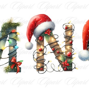 Christmas Lights Clipart Letters PNG With Transparent Background ...