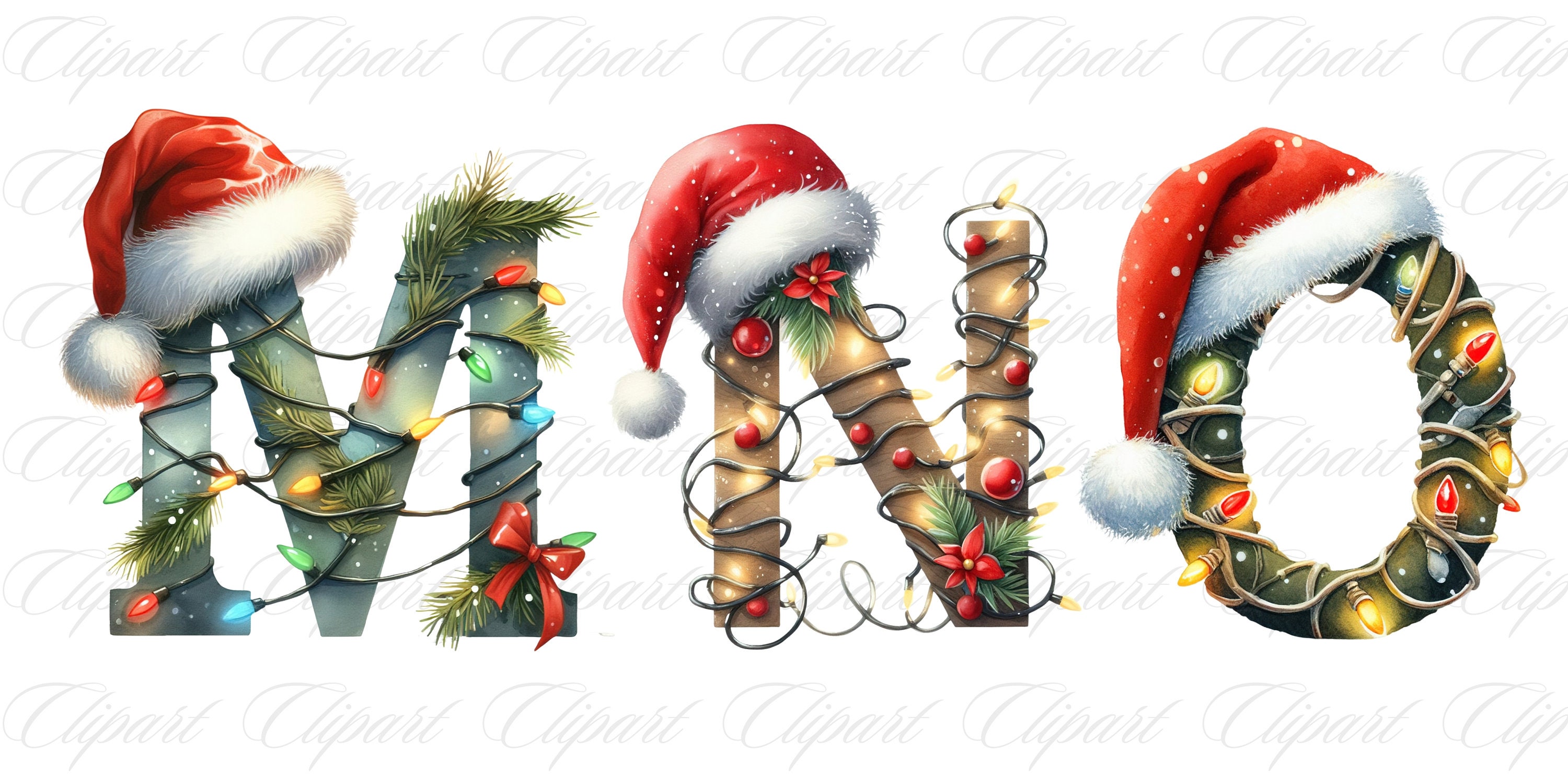 Christmas Lights Clipart Letters PNG With Transparent Background ...
