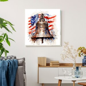 Printable Wall Art Liberty Bell 4th of July Independence Day USA Flag ...