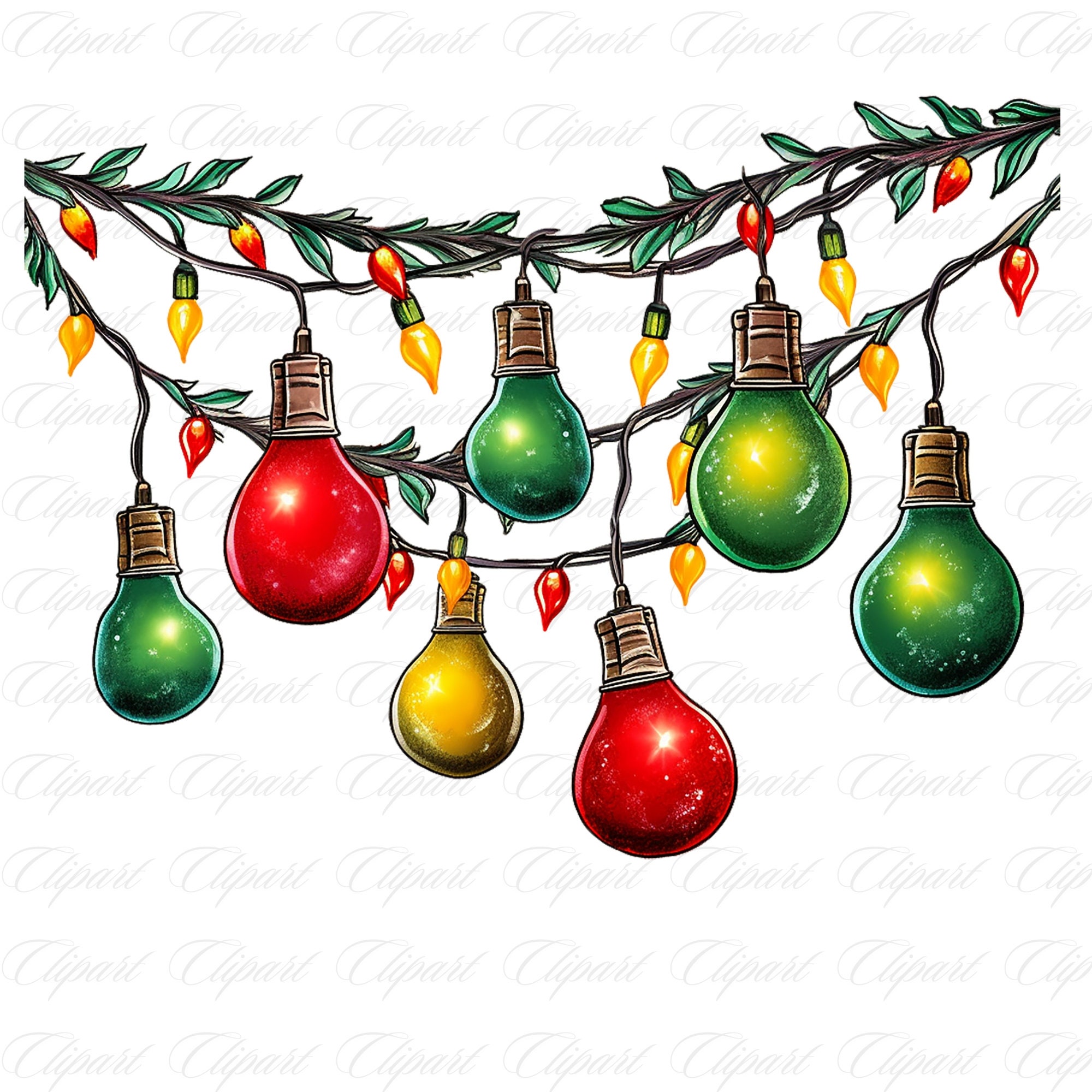 Christmas Lights Clipart, 17 PNG Files With Transparent Background ...