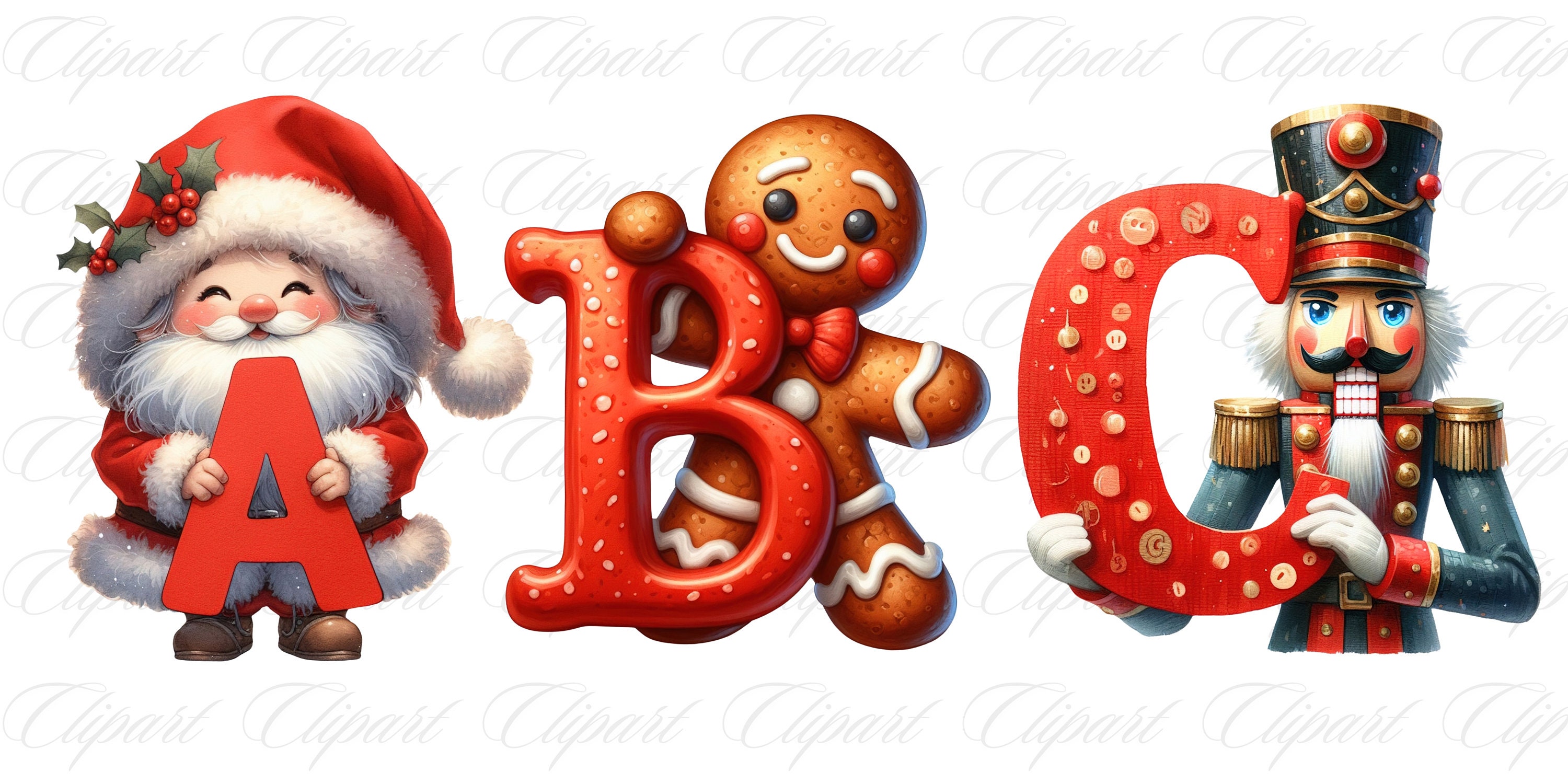 Christmas Alphabet PNG Christmas Letters Numbers Clipart - Etsy