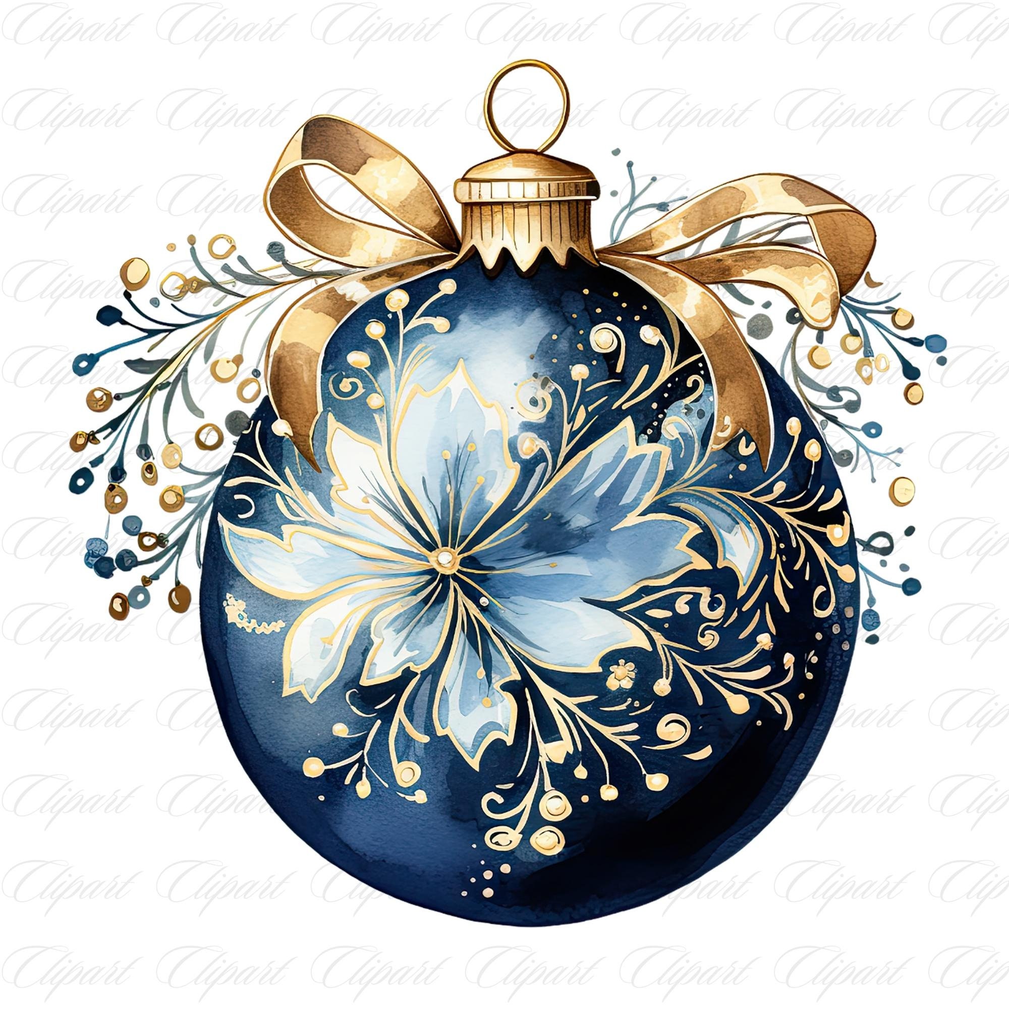 Watercolor Blue Christmas Ball Clipart 10 High Quality Pngs, Merry ...