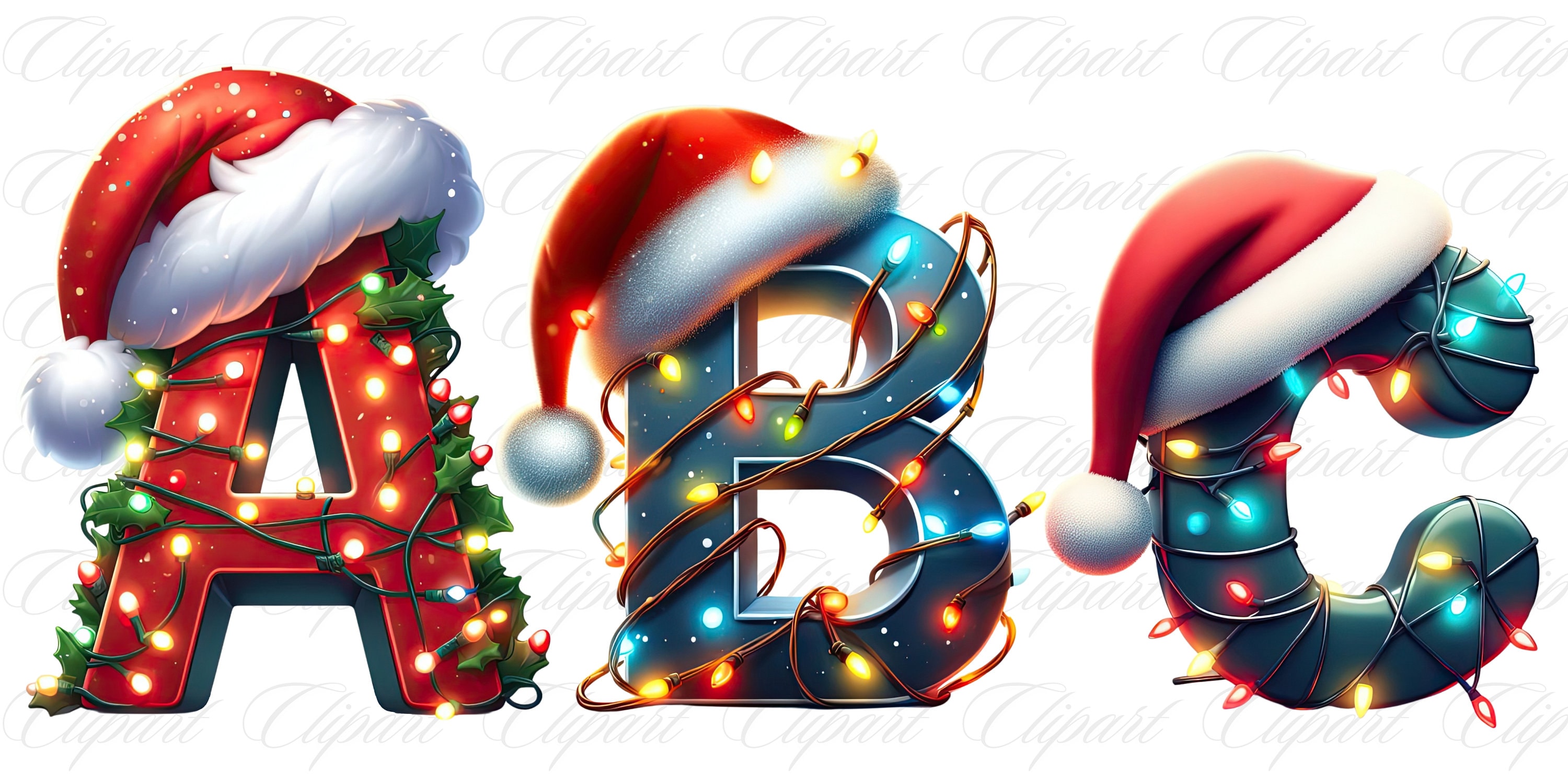 Christmas Alphabet Clipart 36 High Quality Pngs, Christmas Letters ...