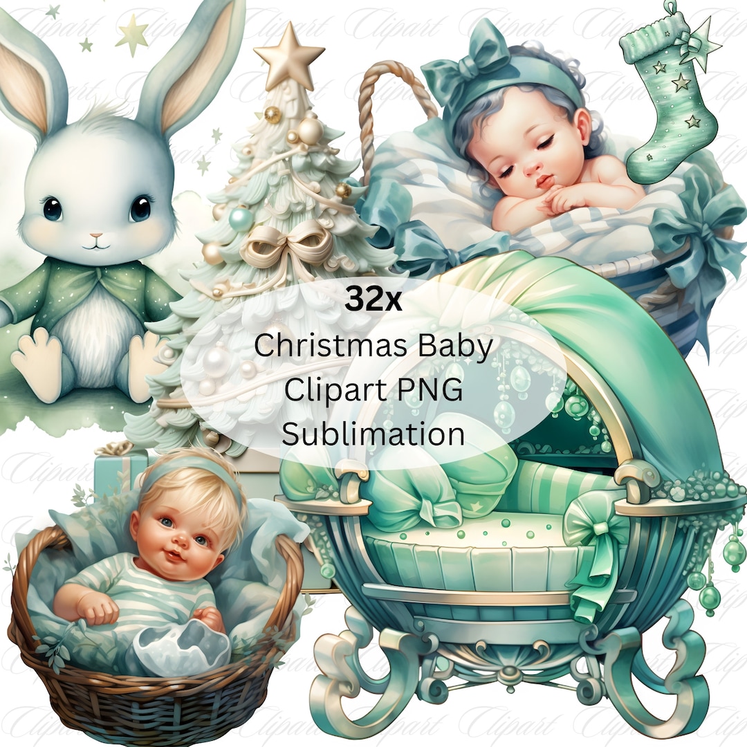 Cute Christmas Baby Bundle 32 High Quality PNG Files, Baby Christmas ...