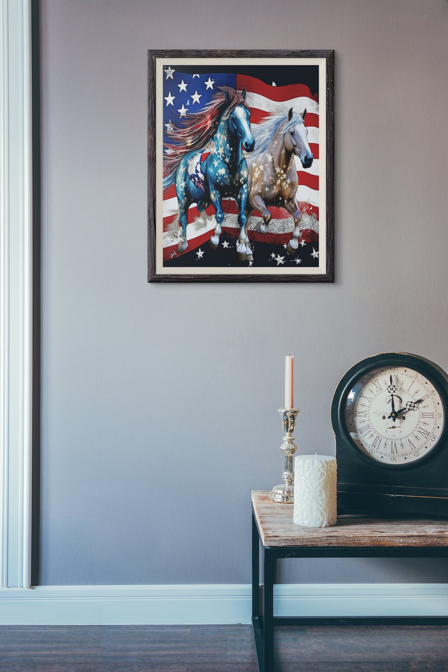 American Flag With Horse Wall Art Printable Animal 4th of July Horse ...