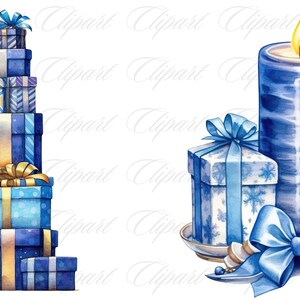 Watercolor Blue Christmas Clipart 22 High Quality Pngs Merry - Etsy