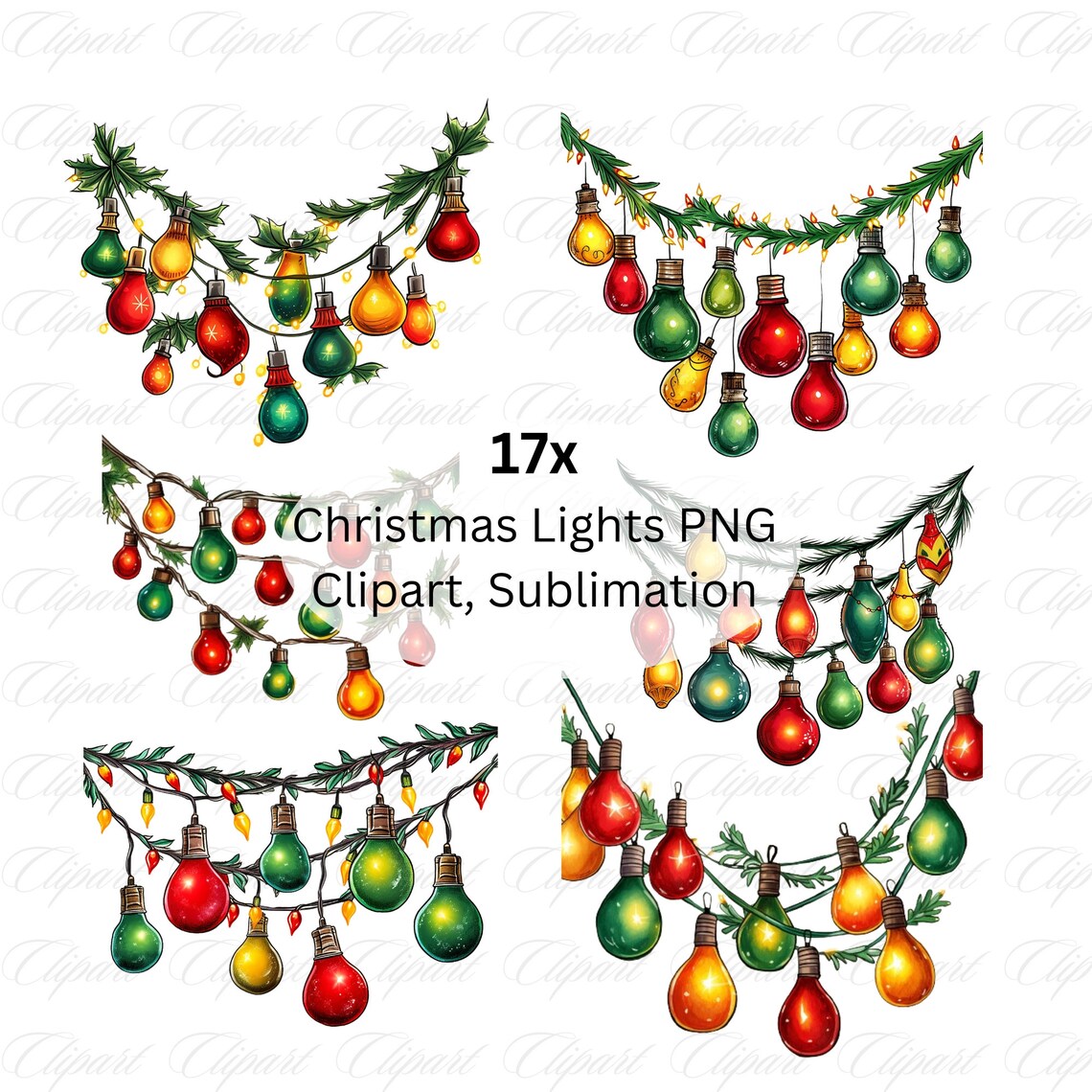 Christmas Lights Clipart, 17 PNG Files With Transparent Background ...