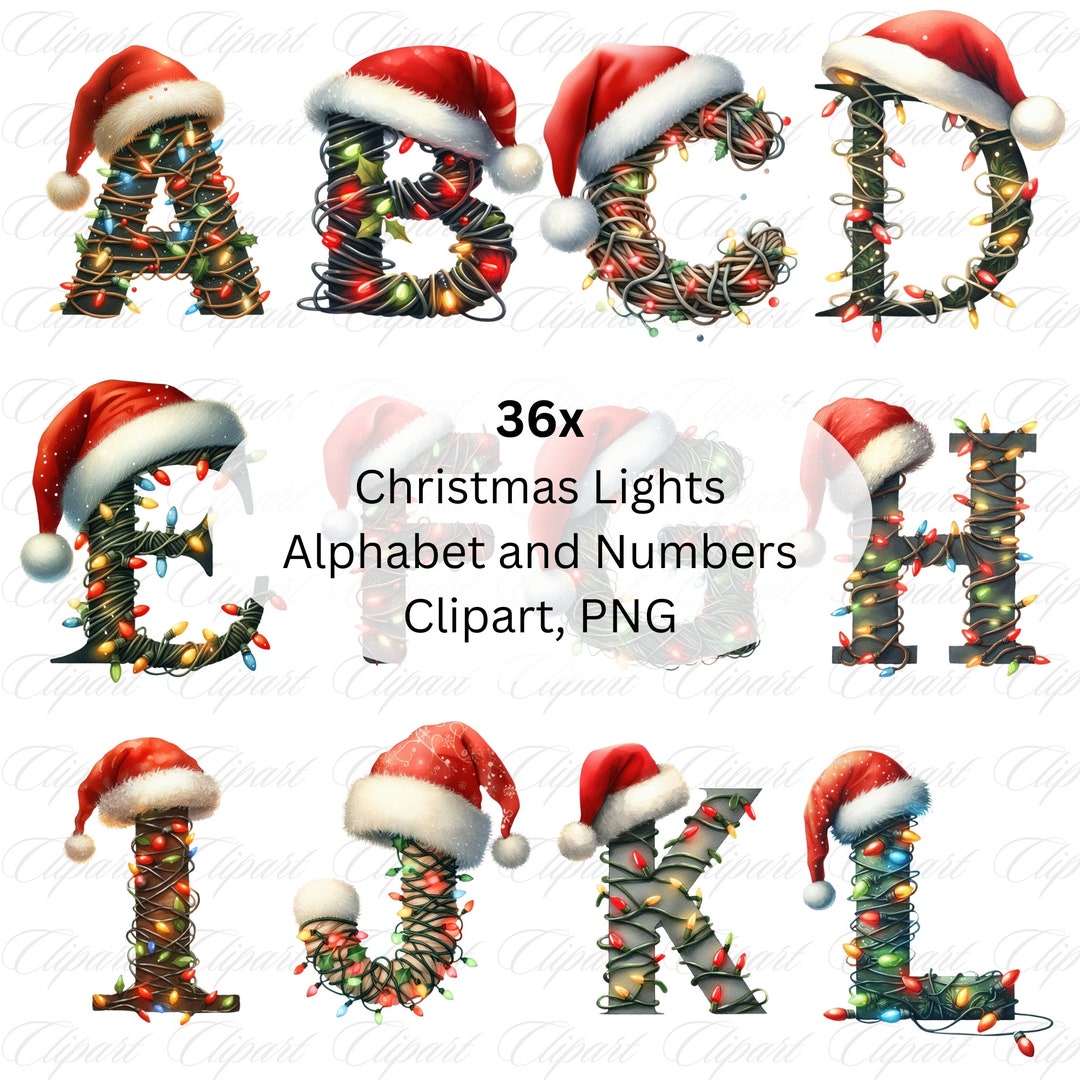 Christmas Lights Clipart Letters PNG With Transparent Background ...