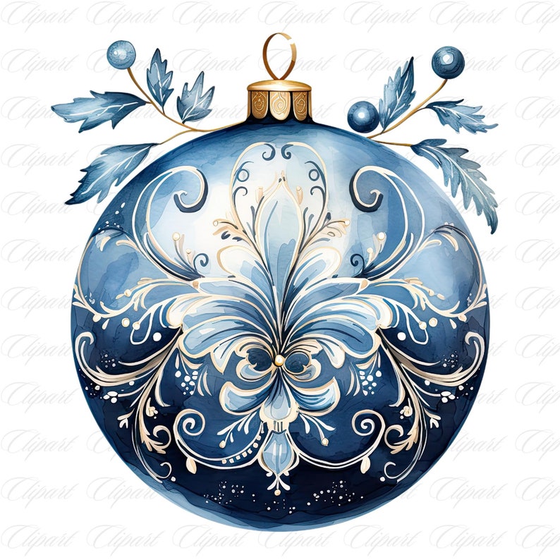Watercolor Blue Christmas Ball Clipart 10 High Quality Pngs, Merry ...