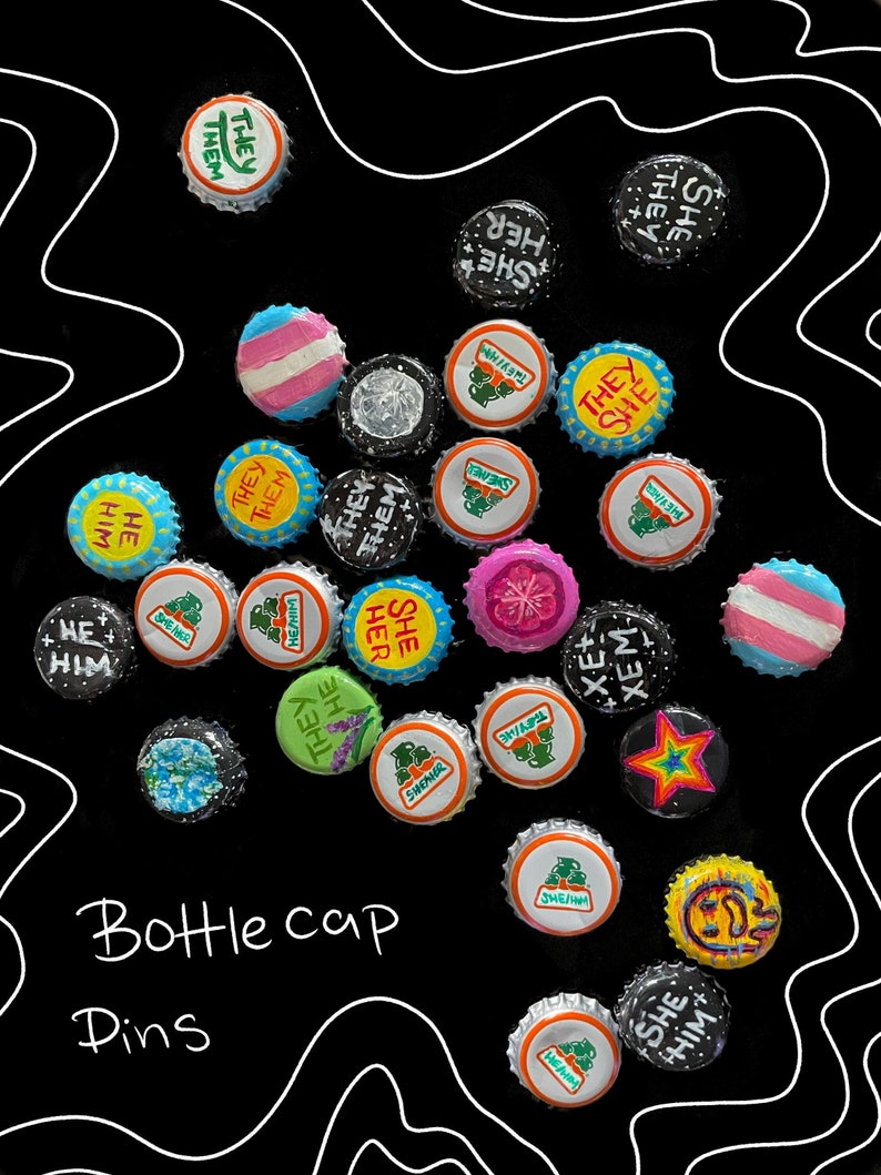 Recycled Bottle Cap Pins - Etsy