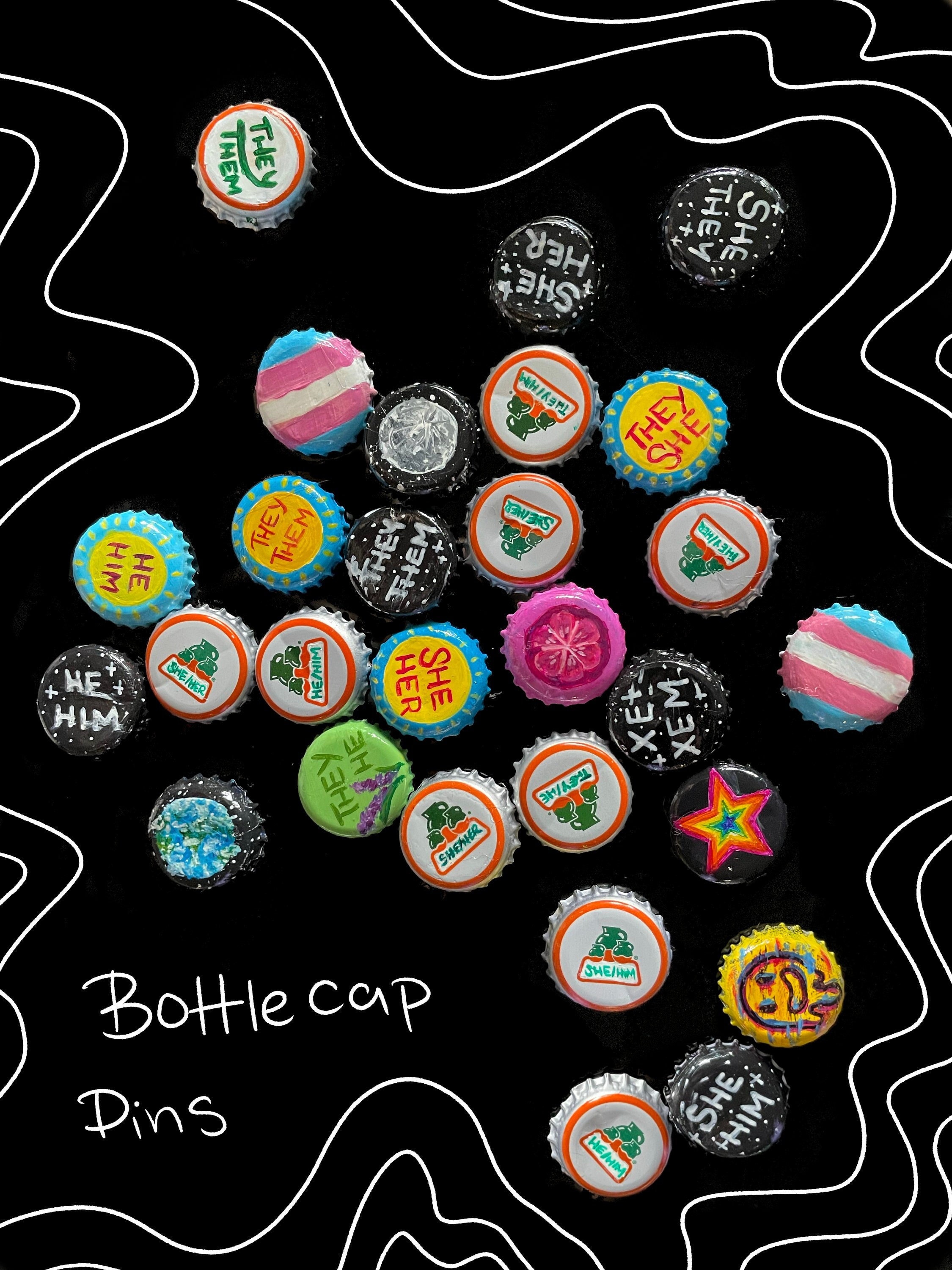 Recycled Bottle Cap Pins - Etsy