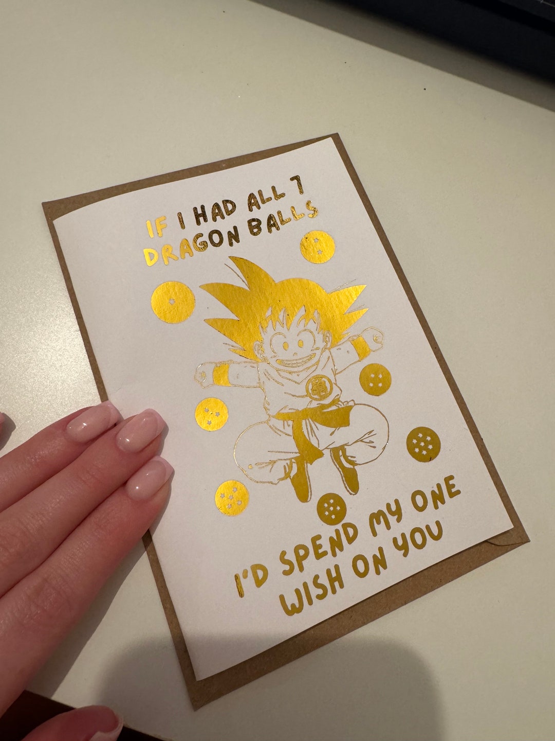 Hand Foiled Dragon Ball Z Goku Card Valentines Day, Birthday ...