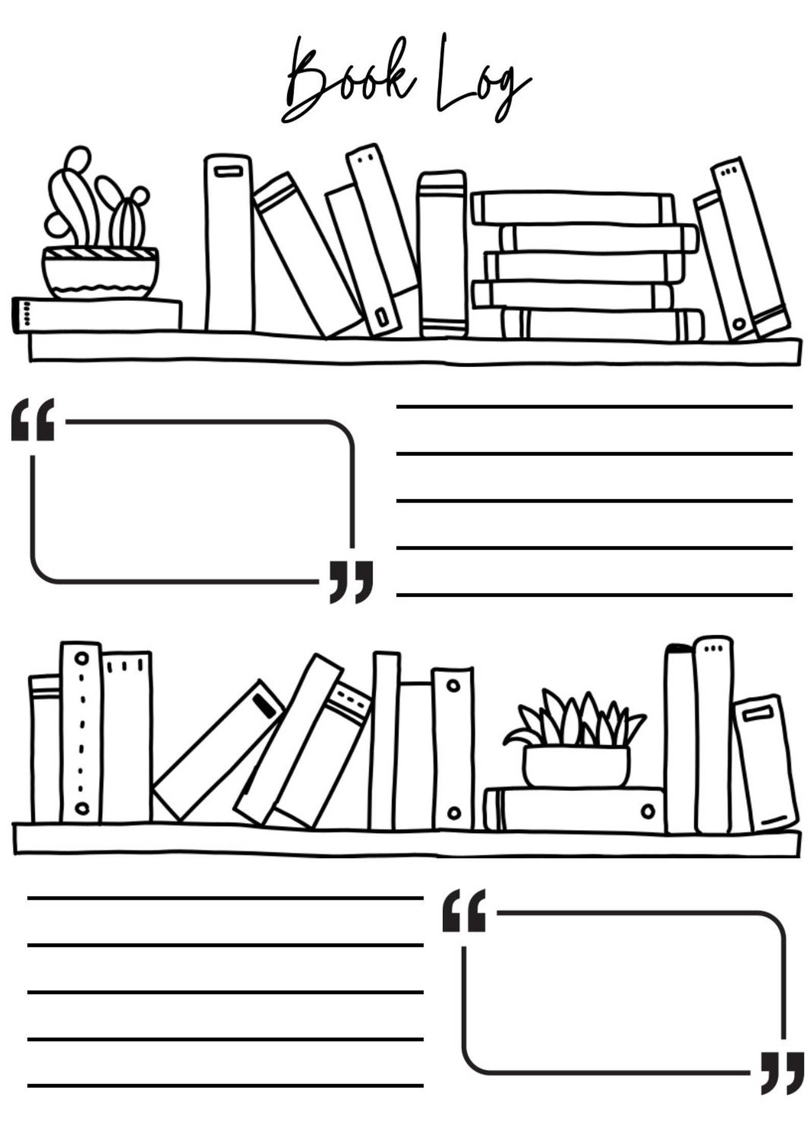 Book Log Book Report Summer Reading Handwriting - Etsy