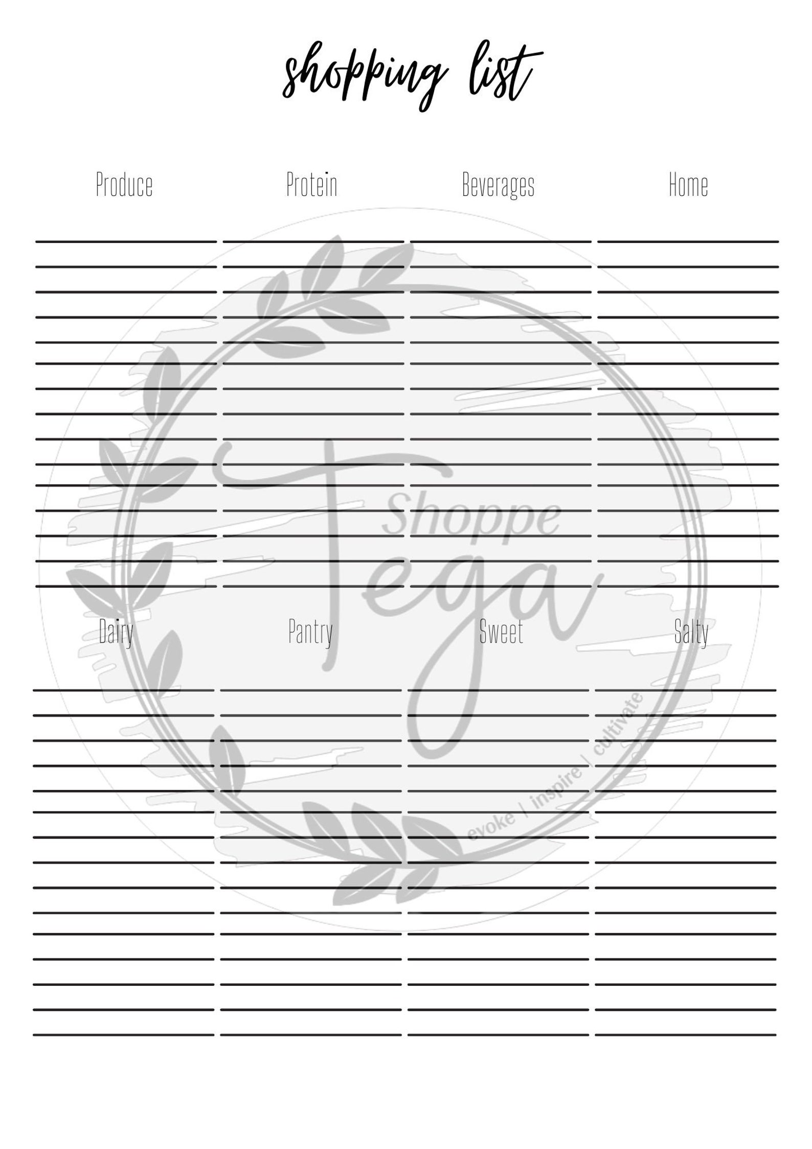 Meal Planning | Grocery List | Menu - Etsy