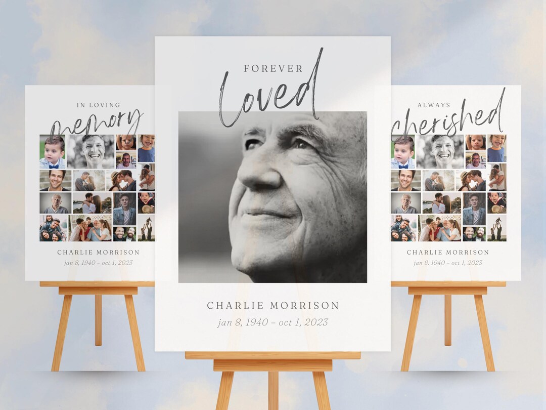 Funeral Poster Set | Memorial Signs Template | Celebration of Life Sign ...