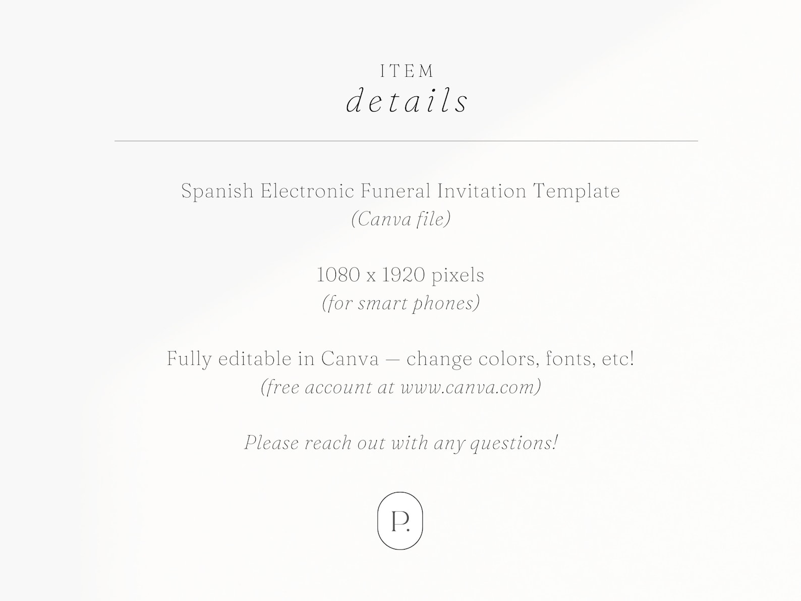 Spanish Funeral Electronic Invitation Template: Minimalist Memorial ...