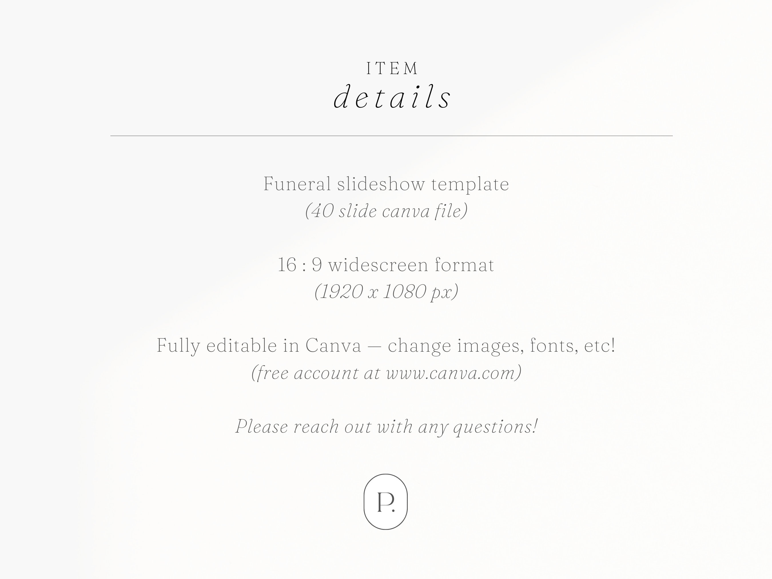 Funeral Slideshow Template: Memorial Service Video for Canva (40 Slides ...