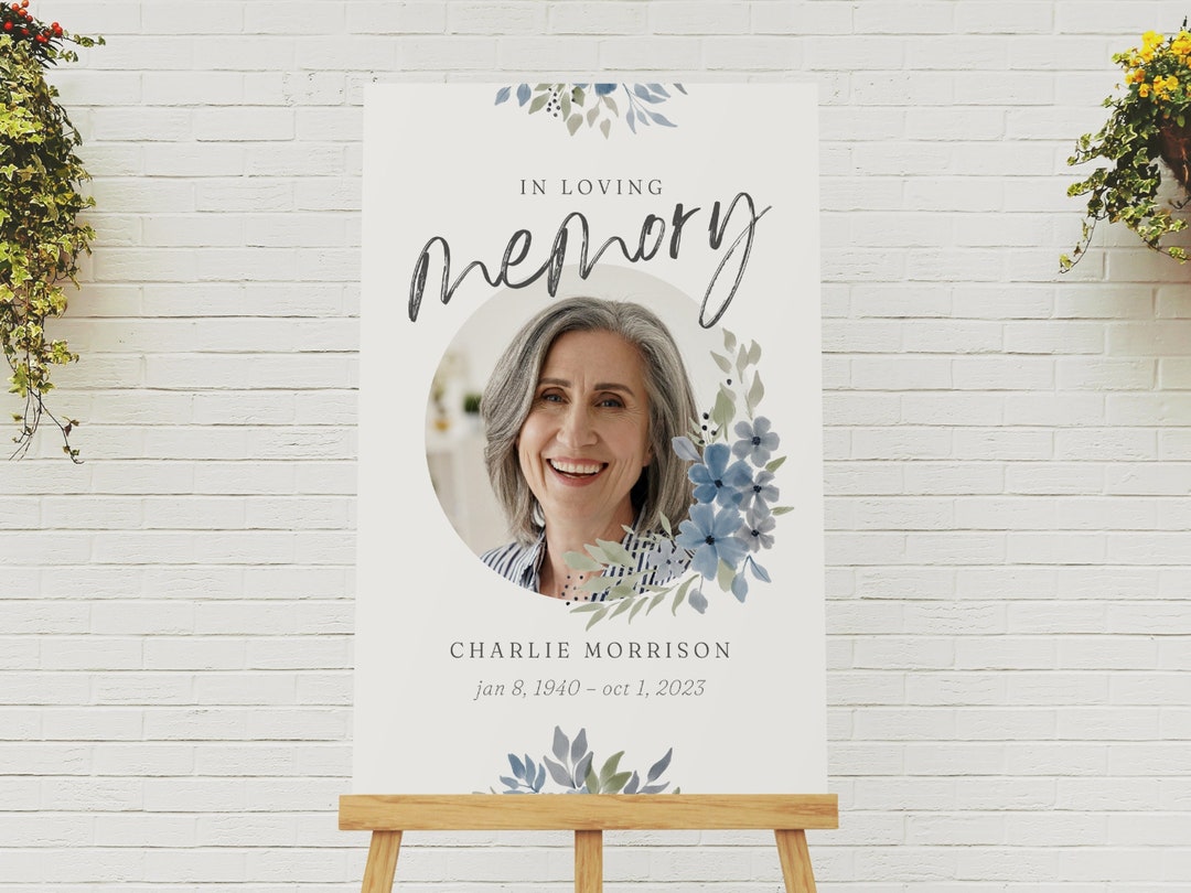 Editable Celebration of Life Welcome Sign Template | Floral Memorial ...