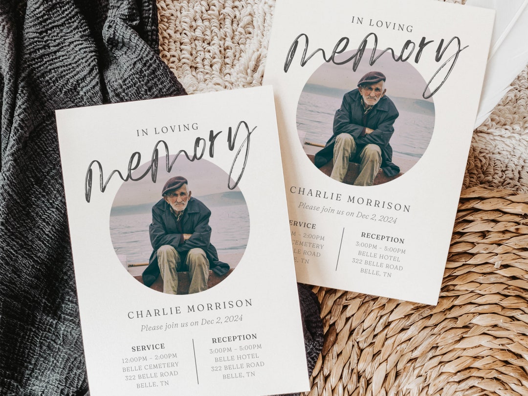 Modern Funeral Invitation Template Canva | Funeral Service Invite ...