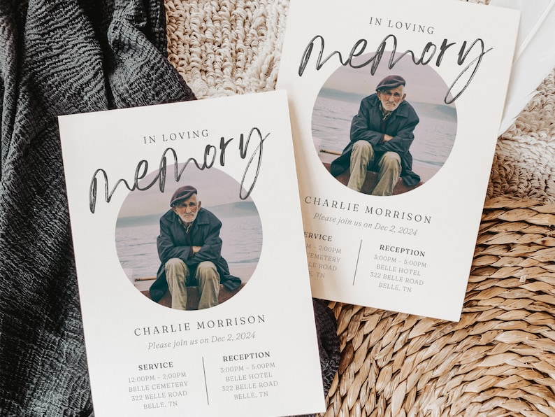 Modern Funeral Invitation Template Canva Funeral Service Invite ...