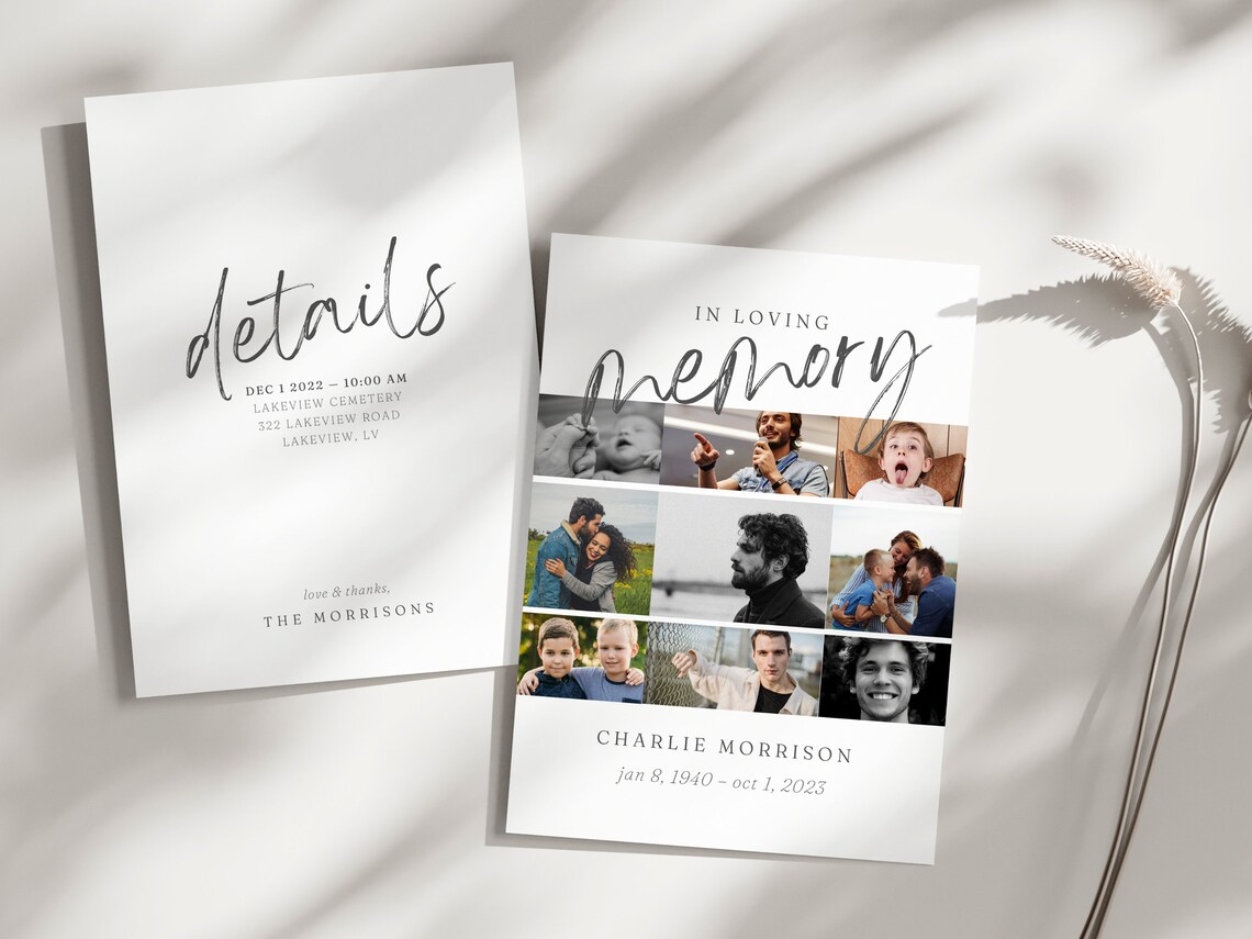 Funeral Program Template Canva | Photo Collage Funeral Program ...