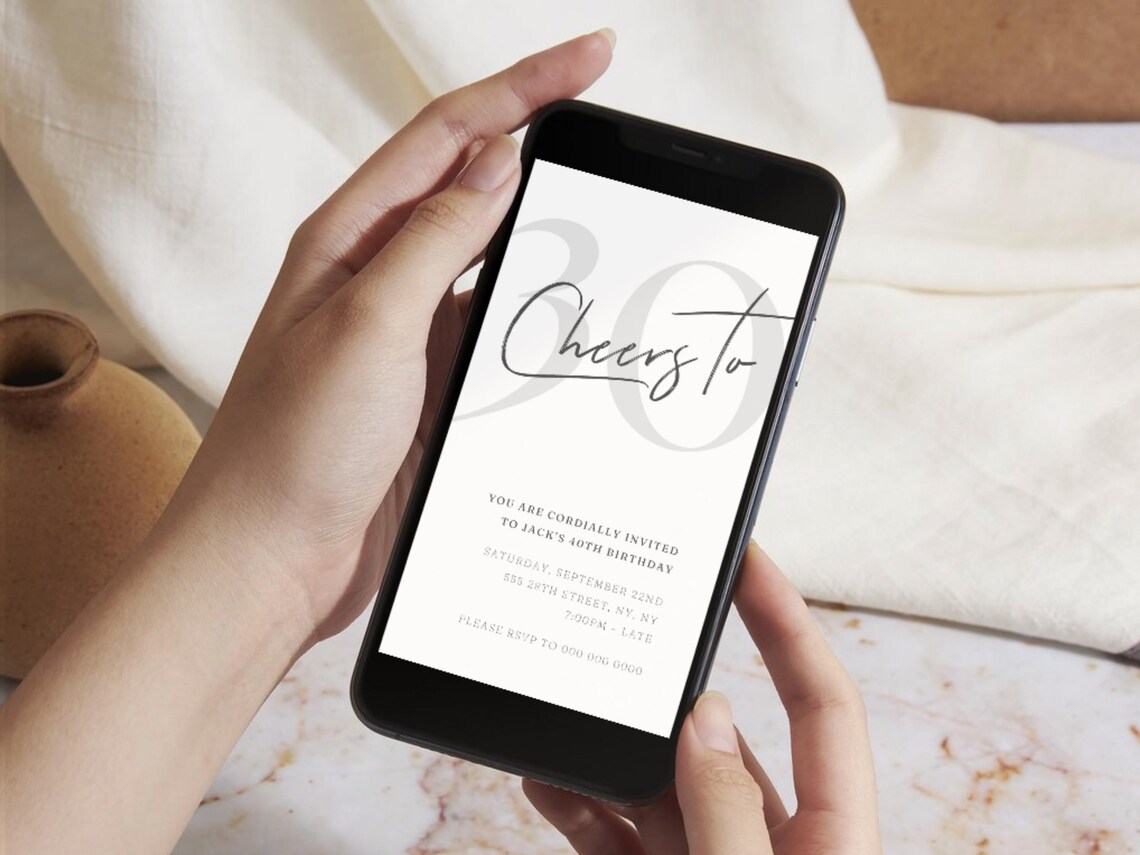 30th Birthday Invitation Template: Minimalist Design (digital Invite ...