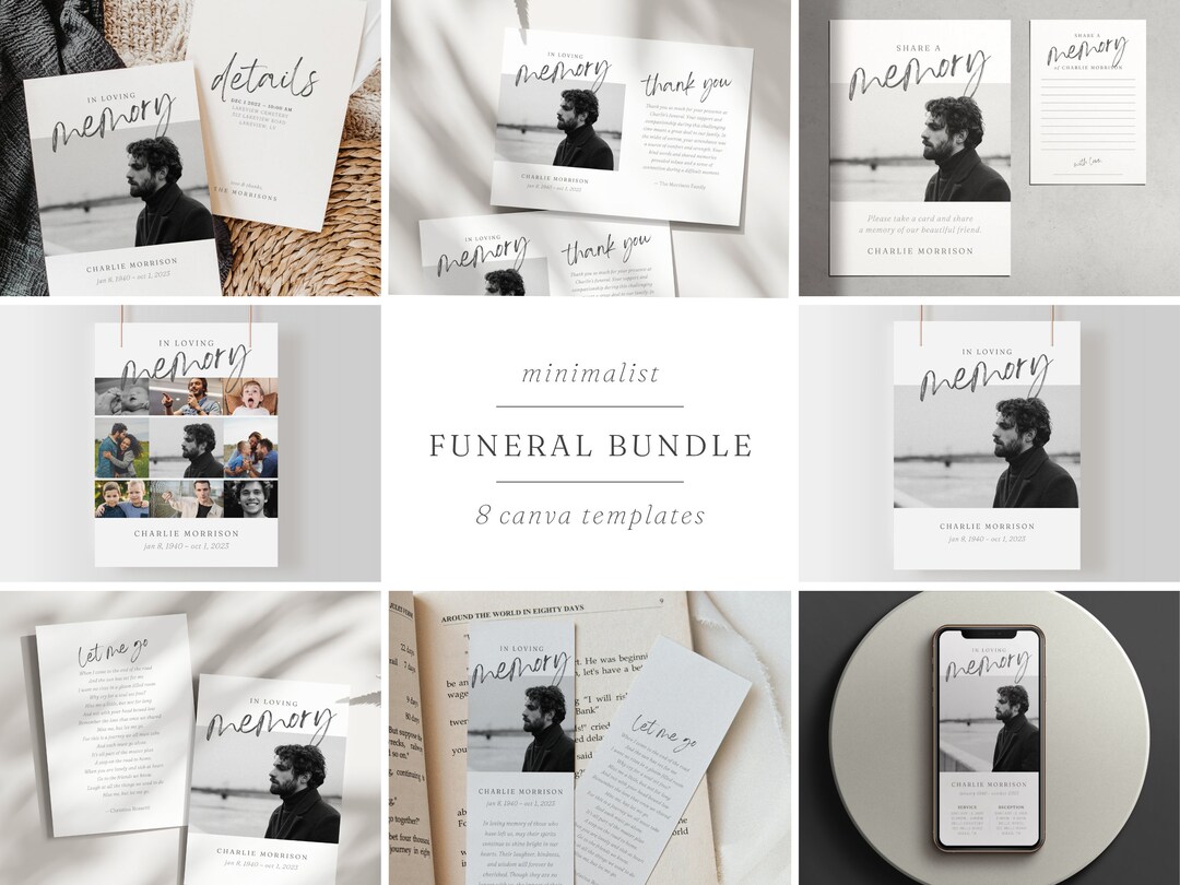Minimalist Funeral Program Template Bundle: Celebration of Life (canva ...