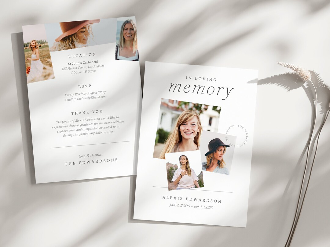 Funeral Program Template Woman Canva | Feminine Funeral Program ...