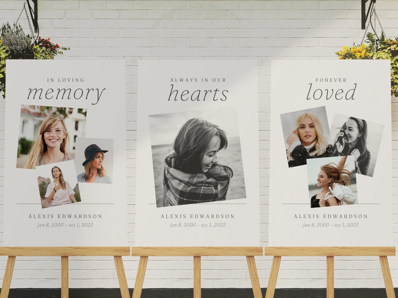 Funeral Photo Collage Sign Set Templates Funeral Welcome Signs Canva ...
