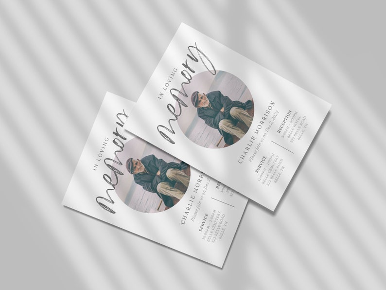 Modern Funeral Invitation Template Canva Funeral Service Invite ...