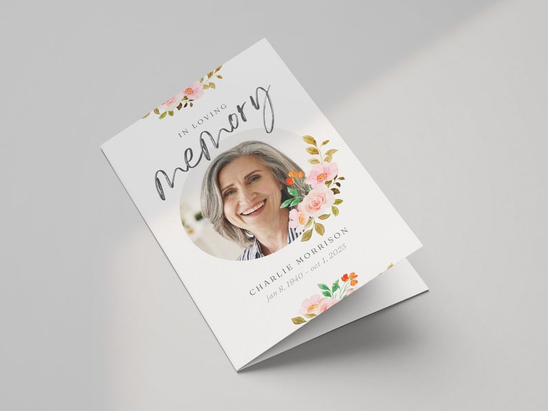 Floral Funeral Program Cherry Blossom Funeral Template Obituary ...