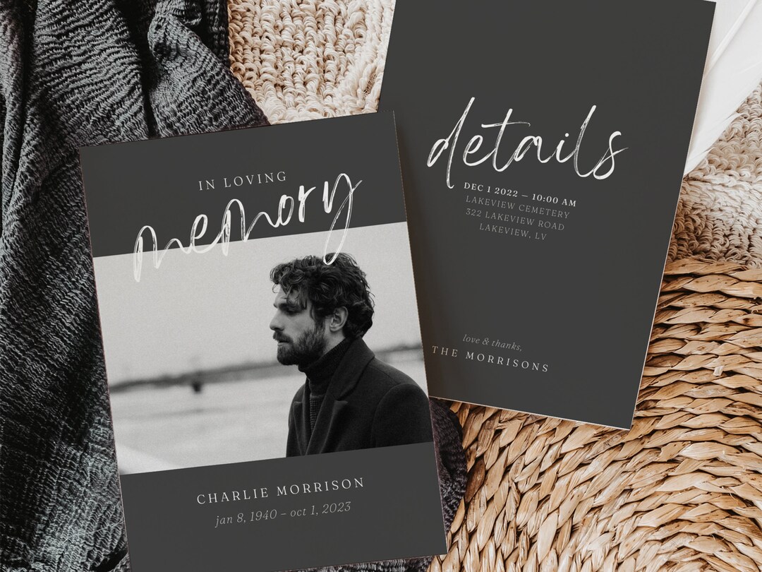 Funeral Program Template for Man Masculine Funeral Program Celebration ...