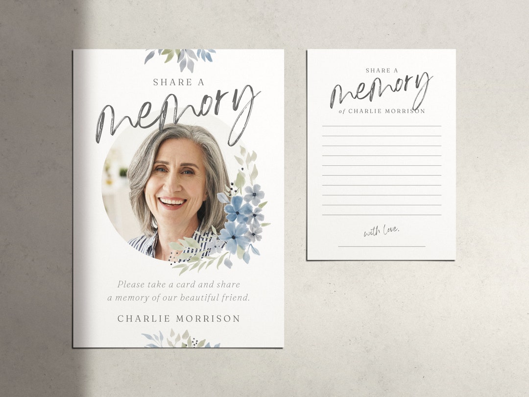 Floral Funeral Memory Card & Sign: Keepsake Guest Book (canva Template ...