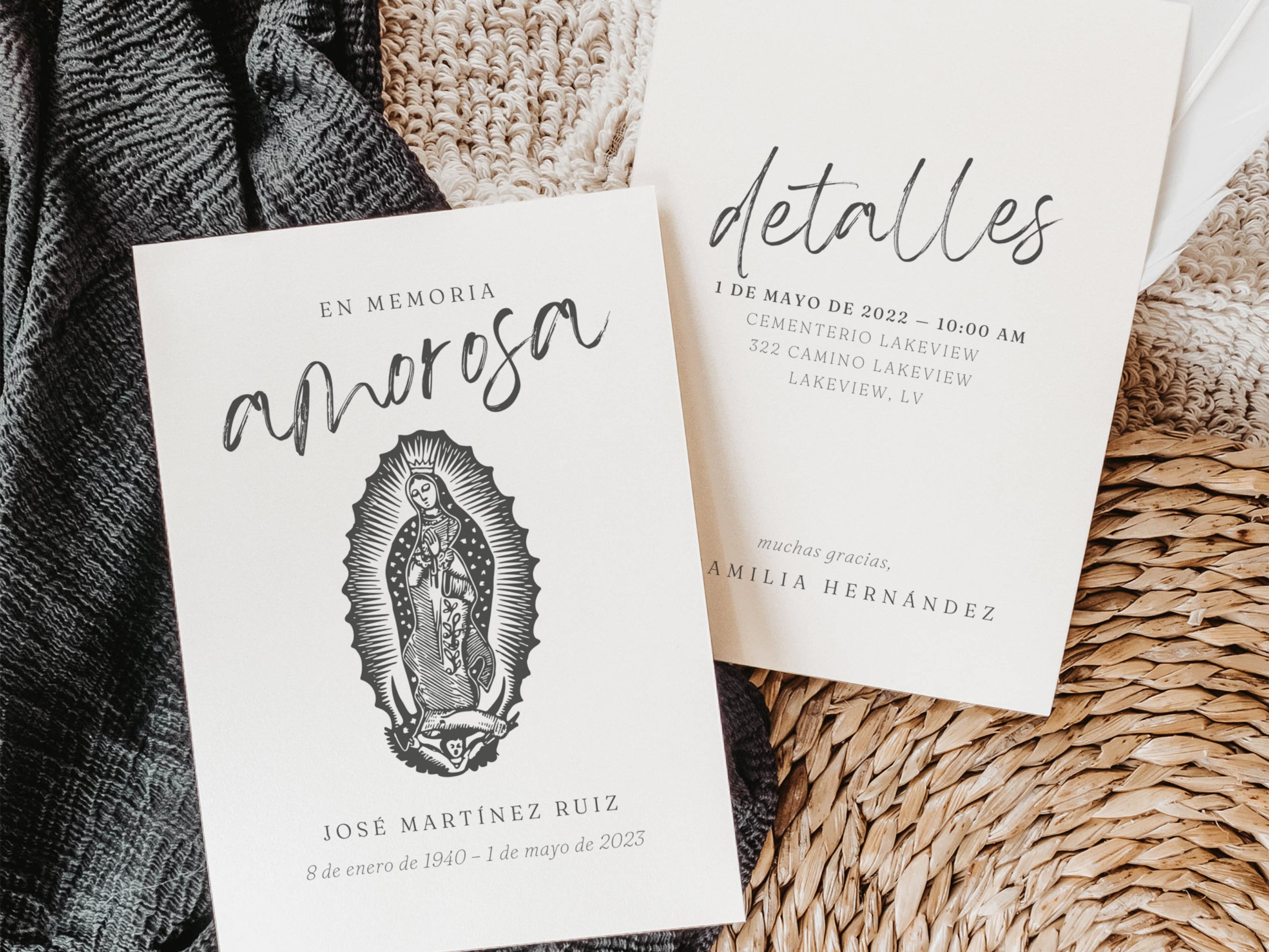 Spanish Funeral Program | Invite | En Memoria De | Tarjeta Funeral ...