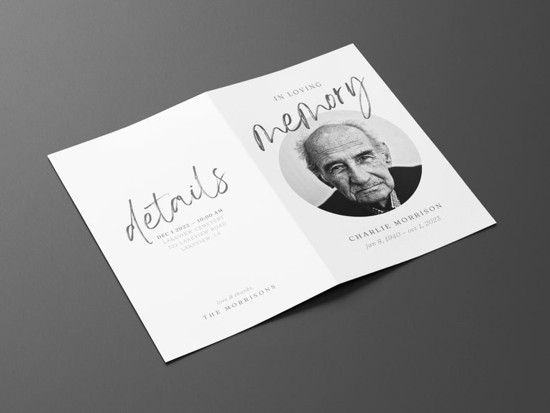 Funeral Program Template for Man Memorial Program Celebration of Life ...