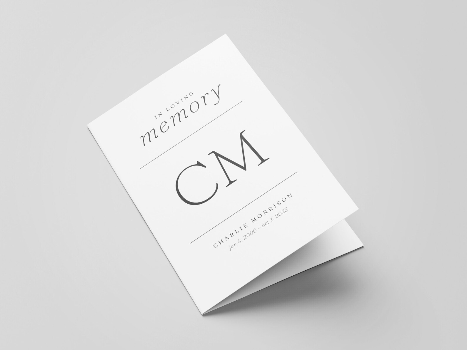 Bifold Funeral Program Template | Minimal Funeral Invite Canva | Text ...