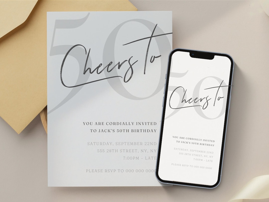 Elegant 50th Birthday Invitation Template (digital Invite) - Etsy