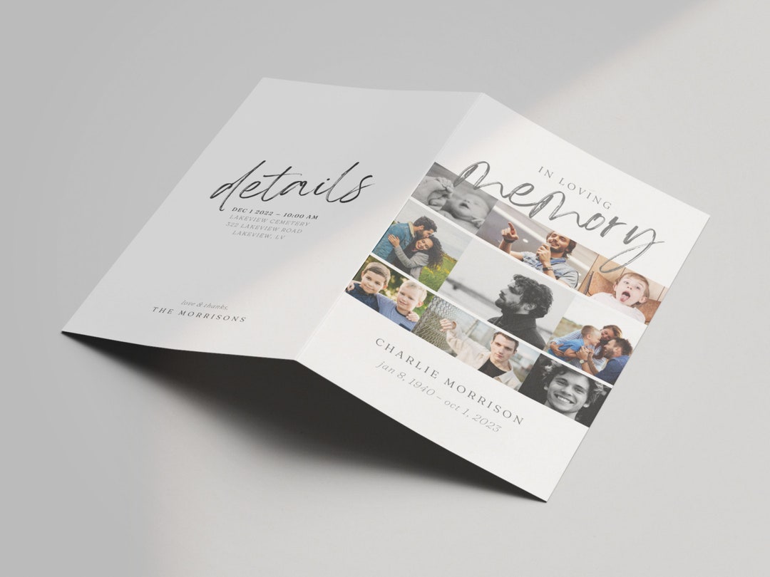 Funeral Program Template Canva | Photo Collage Funeral Program ...