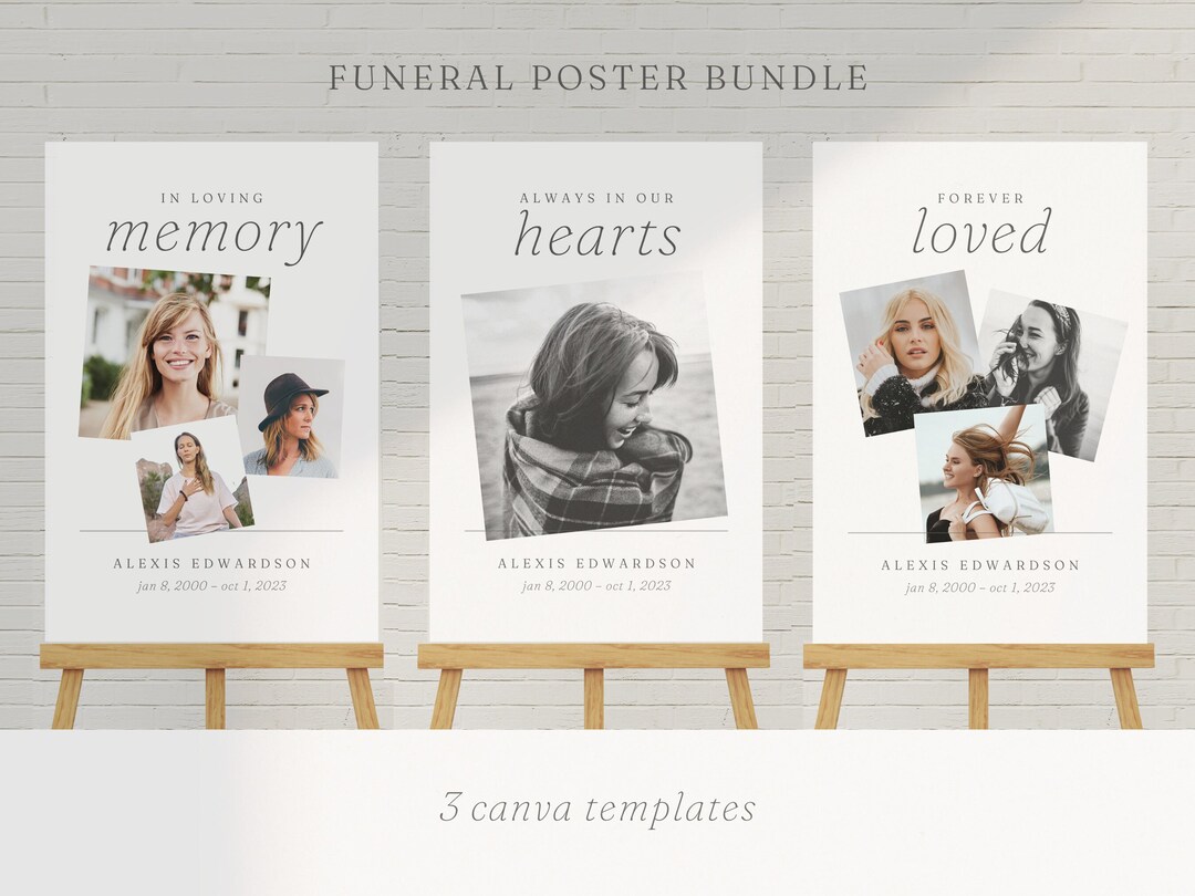 Funeral Photo Collage Sign Set Templates | Funeral Welcome Signs Canva ...