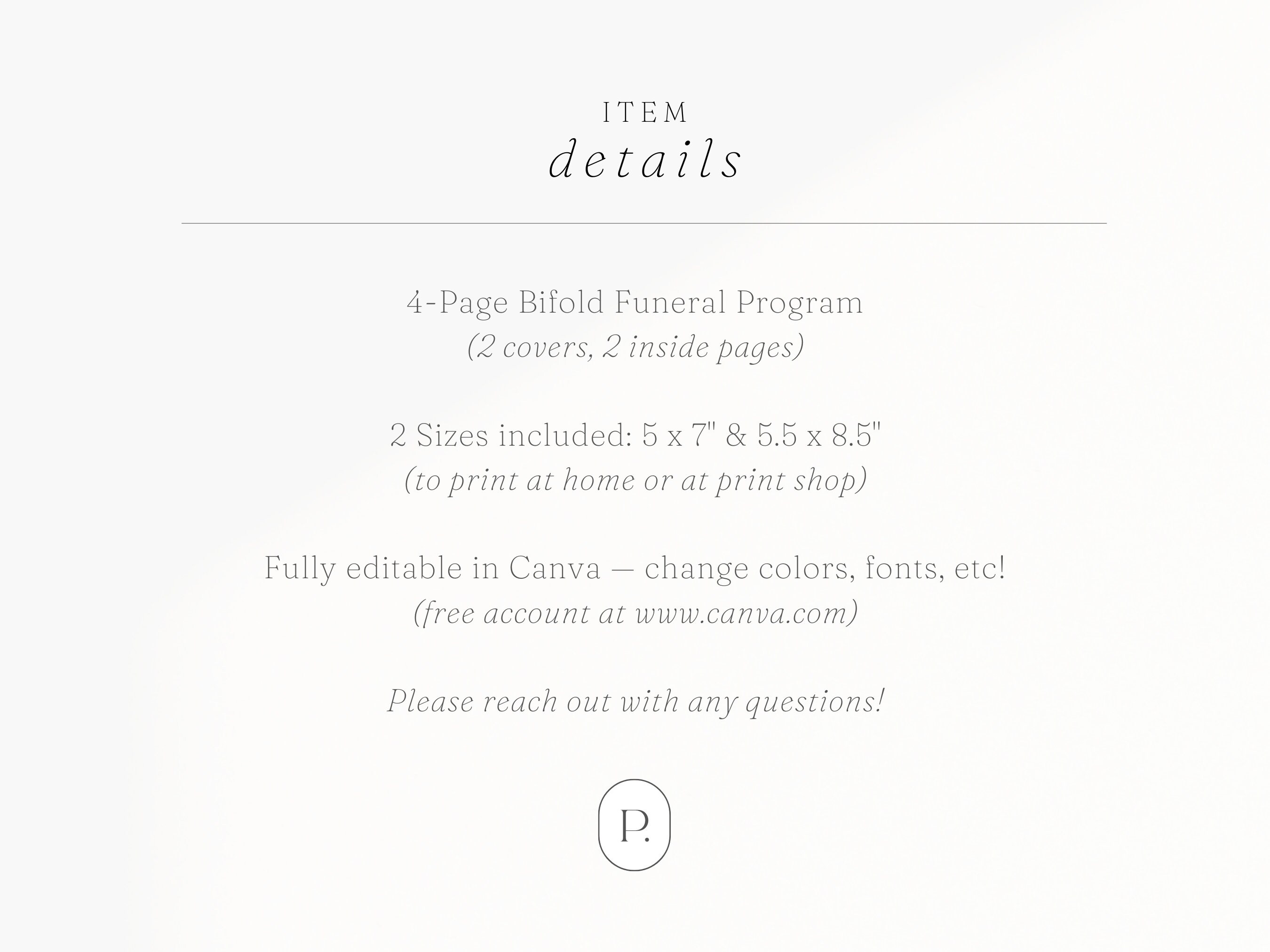 Funeral Program Template Woman Canva | Feminine Funeral Program ...
