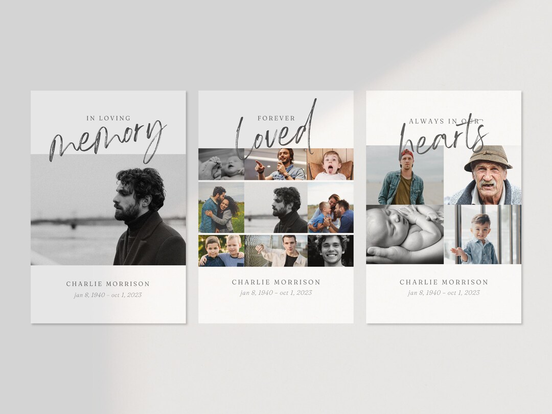 Funeral Welcome Sign Trio: Celebration of Life Poster Templates (canva ...